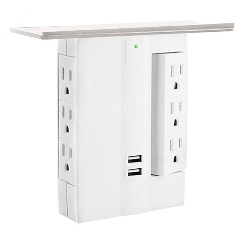 Wall Power Outlet Shelf Deluxe - Rotating Electrical Socket Power Stand ...